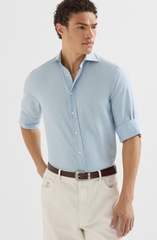 BRUNELLO CUCINELLI cotton and cashmere -effect diagonal shirt with spread collar at nordstrom
